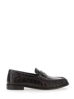 Jeffrey Campbell Leather Loafers With Thick Sole And Heel - Brown