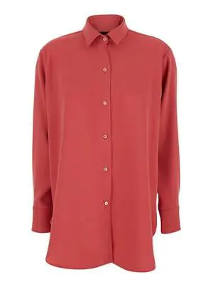 LEPLAIN Classic Collar Button-down Shirt With Long Sleeves And Relaxed Fit - Red