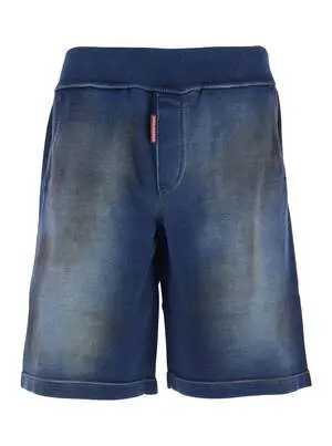 Dsquared2 Cotton Worn-effect Shorts With Elastic Waist And Relaxed Fit