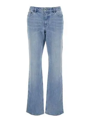 Michael Kors Denim Jeans With Belt Loops And Back Logo Plate - Light Blue