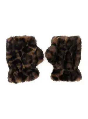 Apparis Leopard Print Synthetic Fur Fingerless Gloves For - Brown