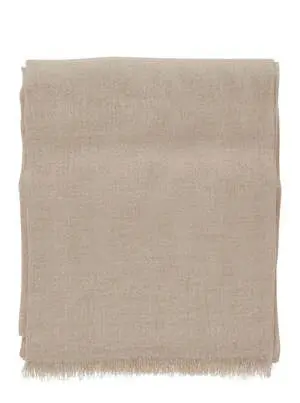 Brunello Cucinelli Cashmere Blend Wrap Scarf With Fringed Edges, 224x89 Cm - Beige