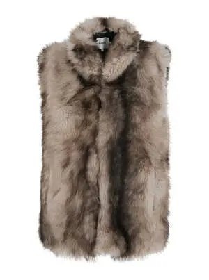 Apparis Laila Mink High-collar Zip Front Vest With Pockets - Grey