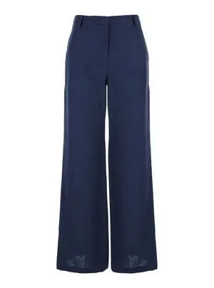 LEPLAIN Linen Wide-leg Trousers For - Blu