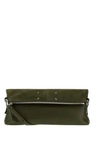 MAISON MARGIELA Mini Army Leather 5ac Clutch Bag With Adjustable Shoulder Strap - Green
