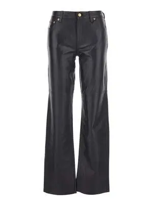 Michael Kors Lamb Leather Straight-leg Pants With Belt Loops - Brown