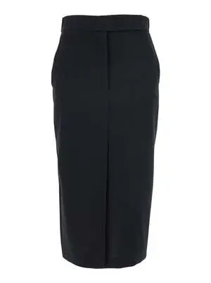 LEPLAIN Long Long Skirt With Concealed Front Closure And Double Slit - Black