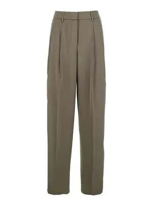 Michael Kors Tech Fabric Wide-leg Trousers With Belt Loops And Relaxed Fit - Brown
