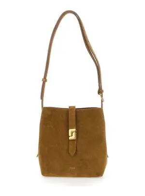 Soeur Bello Mini Leather Shoulder Handbag With Zip Closure - Brown