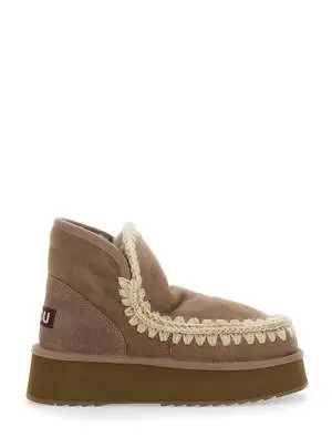 Mou Mini Eskimo Logo Patch Ankle Boots In Leather And Suede - Grey
