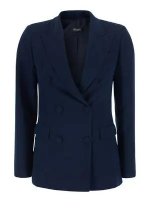 LEPLAIN Double-breasted Peak Revers Blazer Jacket With Buttoned Cuffs - Blu