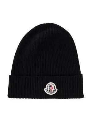 Moncler Mini Logo Beanie Hat - Black