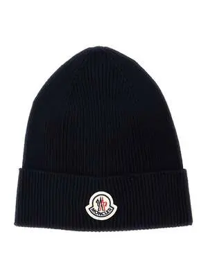 Moncler Mini Logo Beanie Hat - Blu