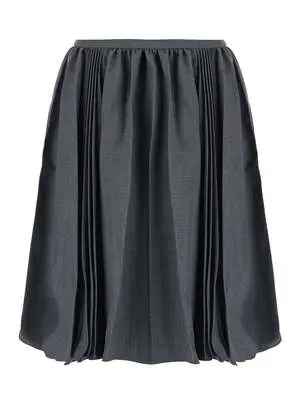 SHUSHU/TONG Wool-blend Pleated High-waist Skirt With Side Closure - Grey
