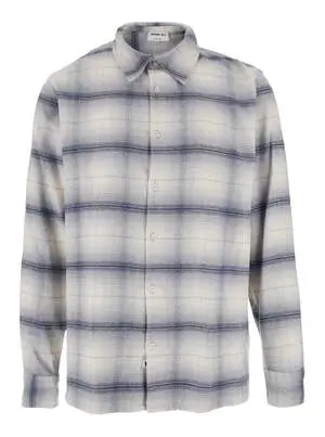 WON HUNDRED All-over Check Cotton Shirt With Classic Collar - Grey