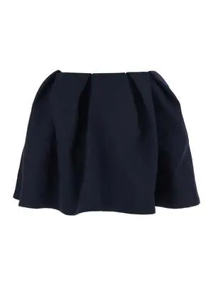 SHUSHU/TONG Wool Pleated Mini Skirt With Rear Concealed Zip - Blu