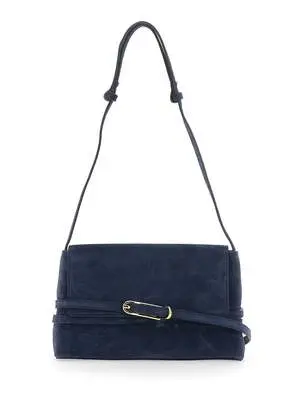 LIFFNER Leather Belt Shoulder Handbag With Zip Closure, 30 X 20 X 10 Cm - Blu