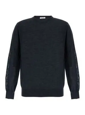 KANGRA Crew Neck Merino Extrafine Wool Sweater With Straight Hem - Grey