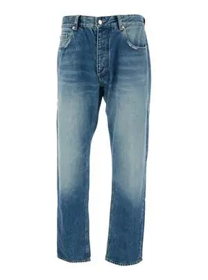 ICON DENIM LOS ANGELES Kanye Logo Patch 5-pocket Cotton Denim Jeans With Embroidered Back Detail - Blu