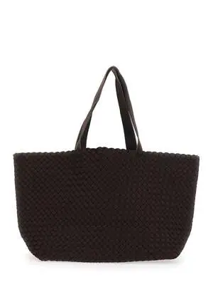 NAGHEDI Large Como Tote Handbag With Intreccio Motif In Ecoleather And Open Top - Brown