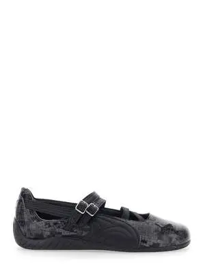 PUMA Speedcat Snake Print Leather Ballet Flats For - Grey