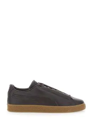 PUMA Leather Low-top Sneaker With Front Lace-up Closure - Brown