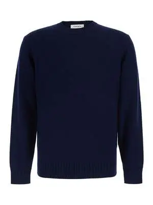 KANGRA Blend Wool & Cashmere Ribbed Crewneck Sweater - Blu