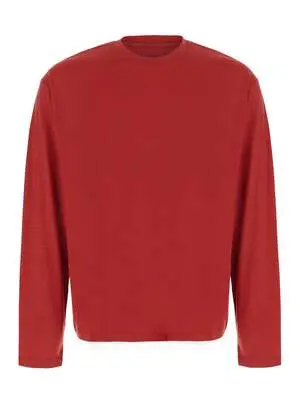TONYWACK Relaxed Wool Long Sleeve Jersey Top With Round Neck