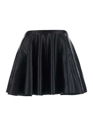 Norma Kamali High-waist Flared Mini Skirt In Leather - Black