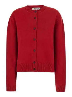 RÓHE Classic V-neck Button-front Wool Cardigan For