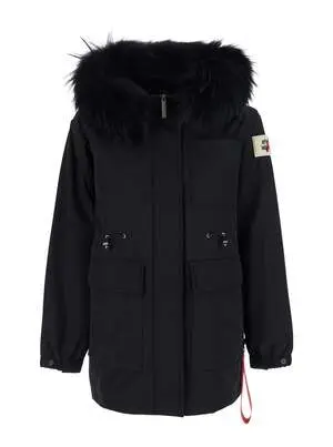 AFTER/LABEL Tech Fabric Jacket With Removable Hood & Logo Sleeve Patch - Black