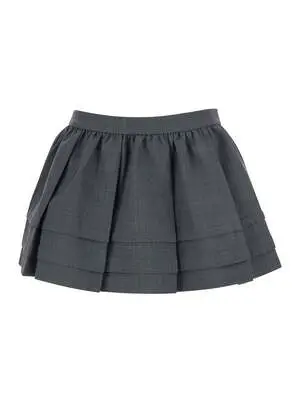 SHUSHU/TONG Tuck-detail Pleated Wool-blend Skirt - Grey