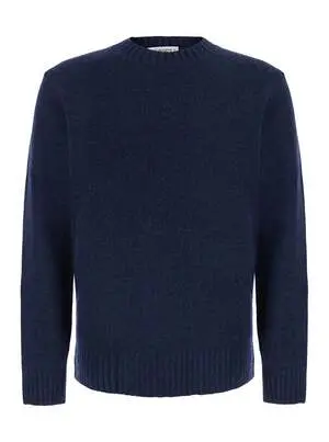 KANGRA Crew Neck Rib-trim Wool Blend Sweater - Blu
