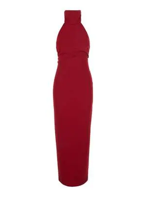 LEPLAIN Long Sleeveless Dress With Open Back And Back Zip Closure - Red