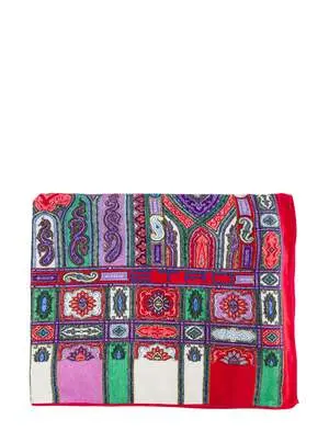 Etro 100x180 Cm Cotton Beach Towel With Ornamental Paisley Print - Red