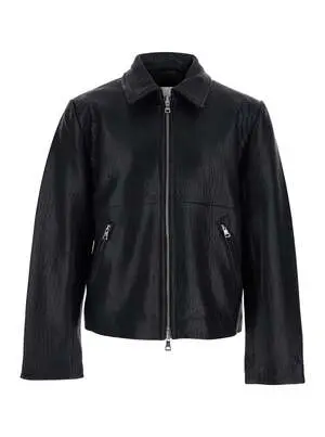 WON HUNDRED Leather Classic-collar Zip Jacket