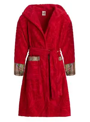 Etro Hooded Bathrobe With Ornamental Print Tech Fabric - Red