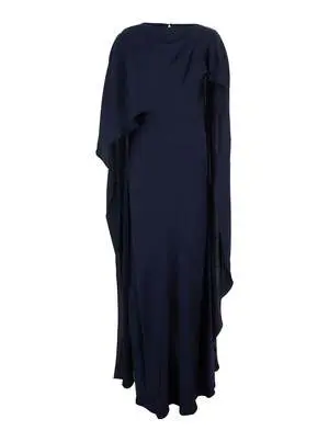 Simkhai Izel Long Dress With Asymmetric Draping And Hidden Side Zip In Stretch Tech Fabric - Blu