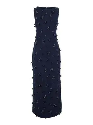 Simkhai Sleeveless Long Dress With All-over Floral Applique Embellishments In Tech Fabric - Blu
