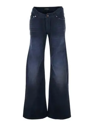 Balenciaga Five-pocket Jeans With Curved Waist And Faded Denim Effect - Blu