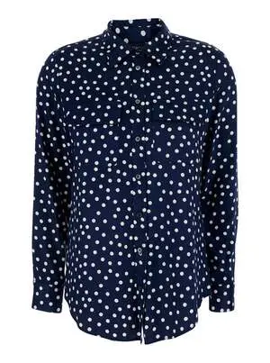 LEPLAIN Polka Dot Pocket Shirt - Blu