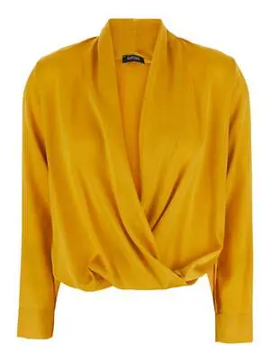 LEPLAIN Georgette V-neck Crossover Blouse For