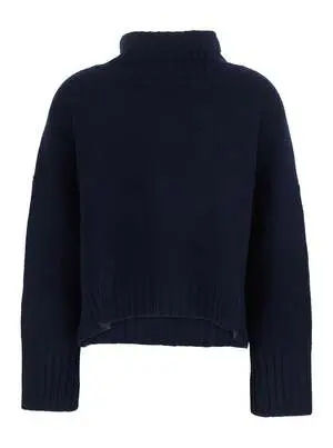 Soft Goat Cashmere Turtleneck Sweater With High Collar And Long Sleeves For - Blu