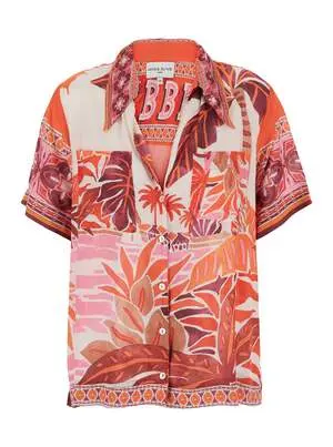 Miss June Reese Button-front Long Sleeve Pointed Collar Shirt For - Red