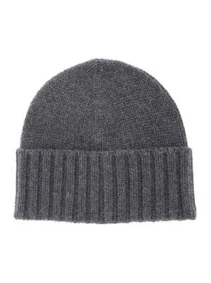 KANGRA 100% Cashmere Beanie With Fine Knit And Turned-up Hem - Grey