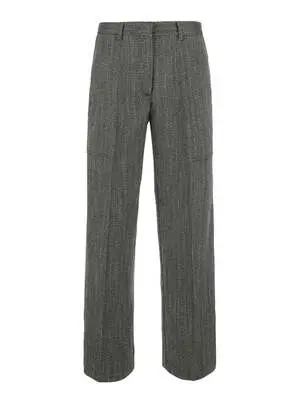 FORTE_FORTE Chevron Motif Viscose-blend Pants With Welt Back Pocket - Grey