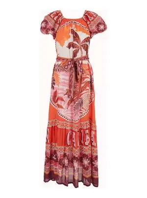Miss June Modal Long Dress With Short Sleeves And All-over Print