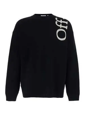 Off-White Vertical Bookish Logo T-shirt With Round Neck And Long Sleeves