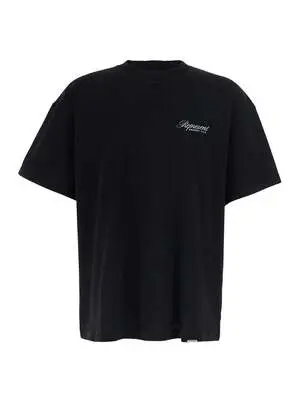 REPRESENT Cotton Crew Neck T-shirt With Front And Back Logo Lettering - Black