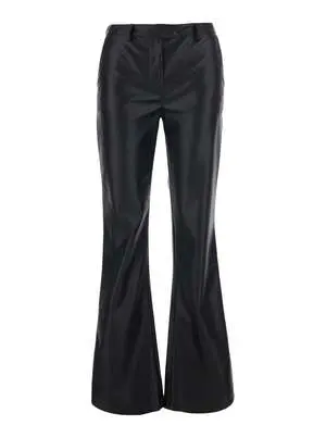 LEPLAIN Eco-leather Slim-fit Pants With Belt Loops And Back Pocket - Black